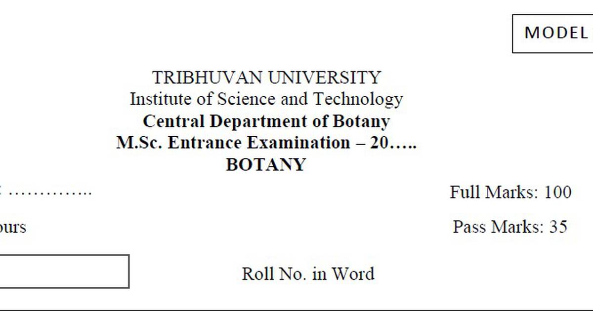 Model Questions for M.Sc Botany program: Tribhuvan University - Edusanjal
