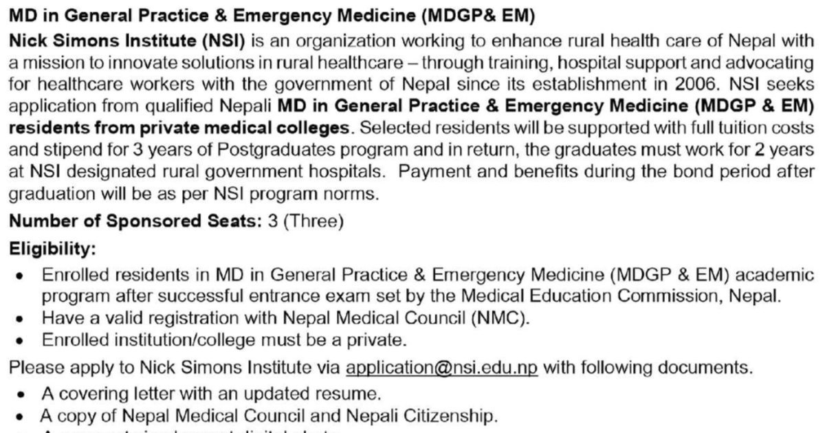 Nick Simons Institute Scholarship Program for MDs in General Practice ...