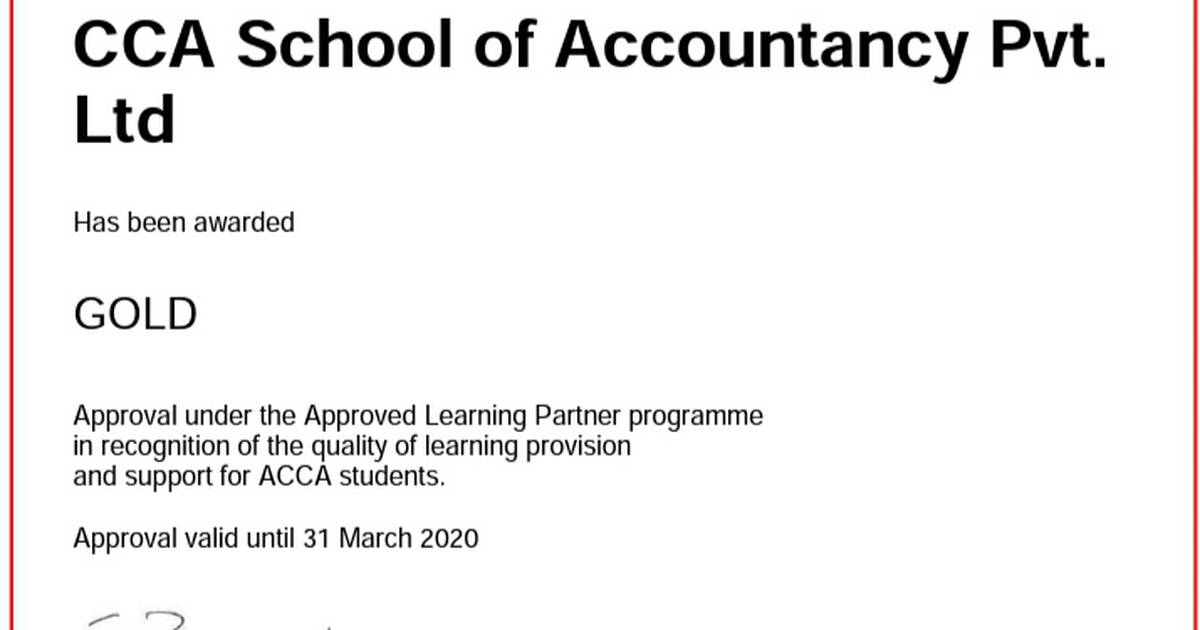 CCA Is Now An ACCA Gold Approved Learning Partner - Edusanjal