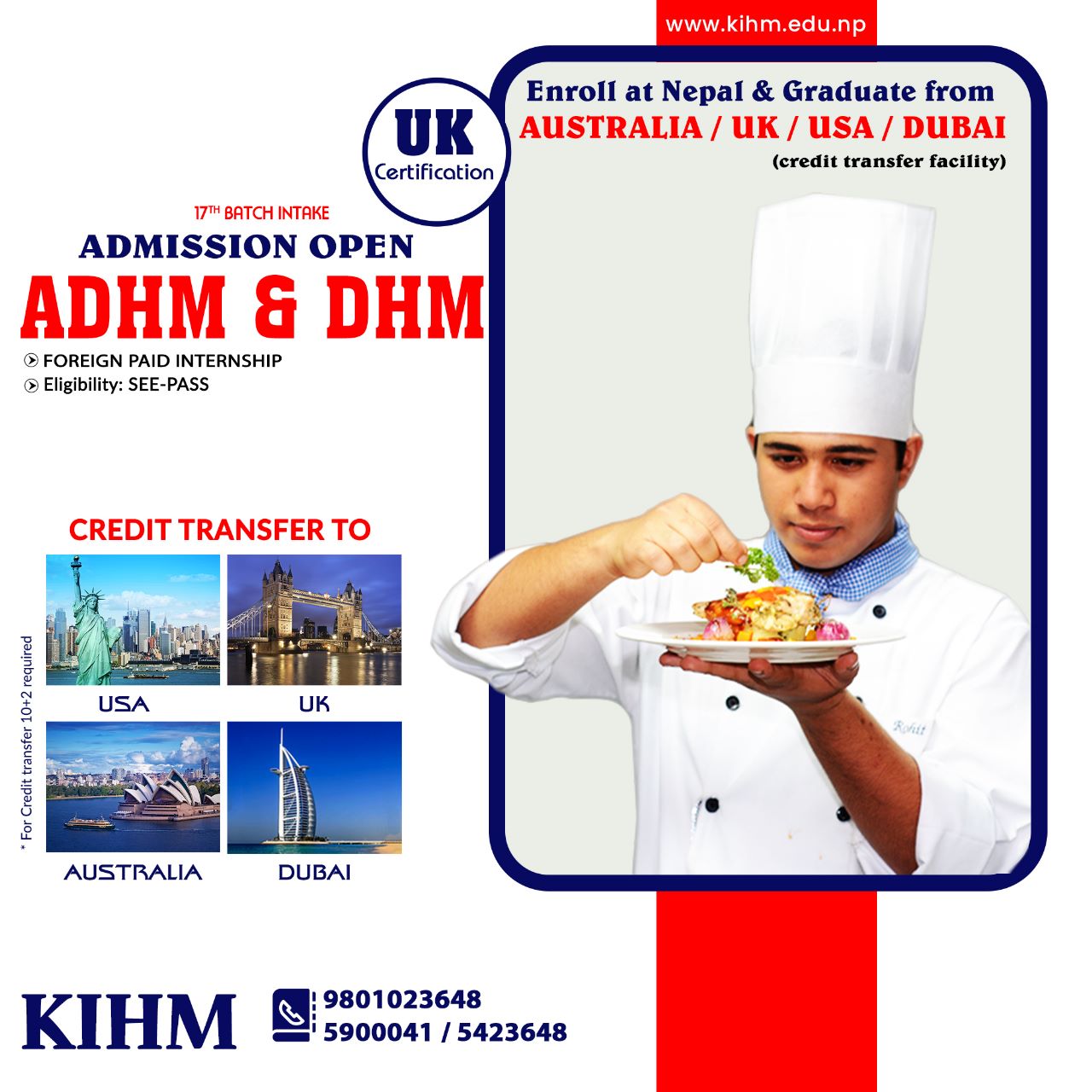 Admissions Open for ADHM and DHM at Kathmandu Institute of Hospitality Management - Edusanjal