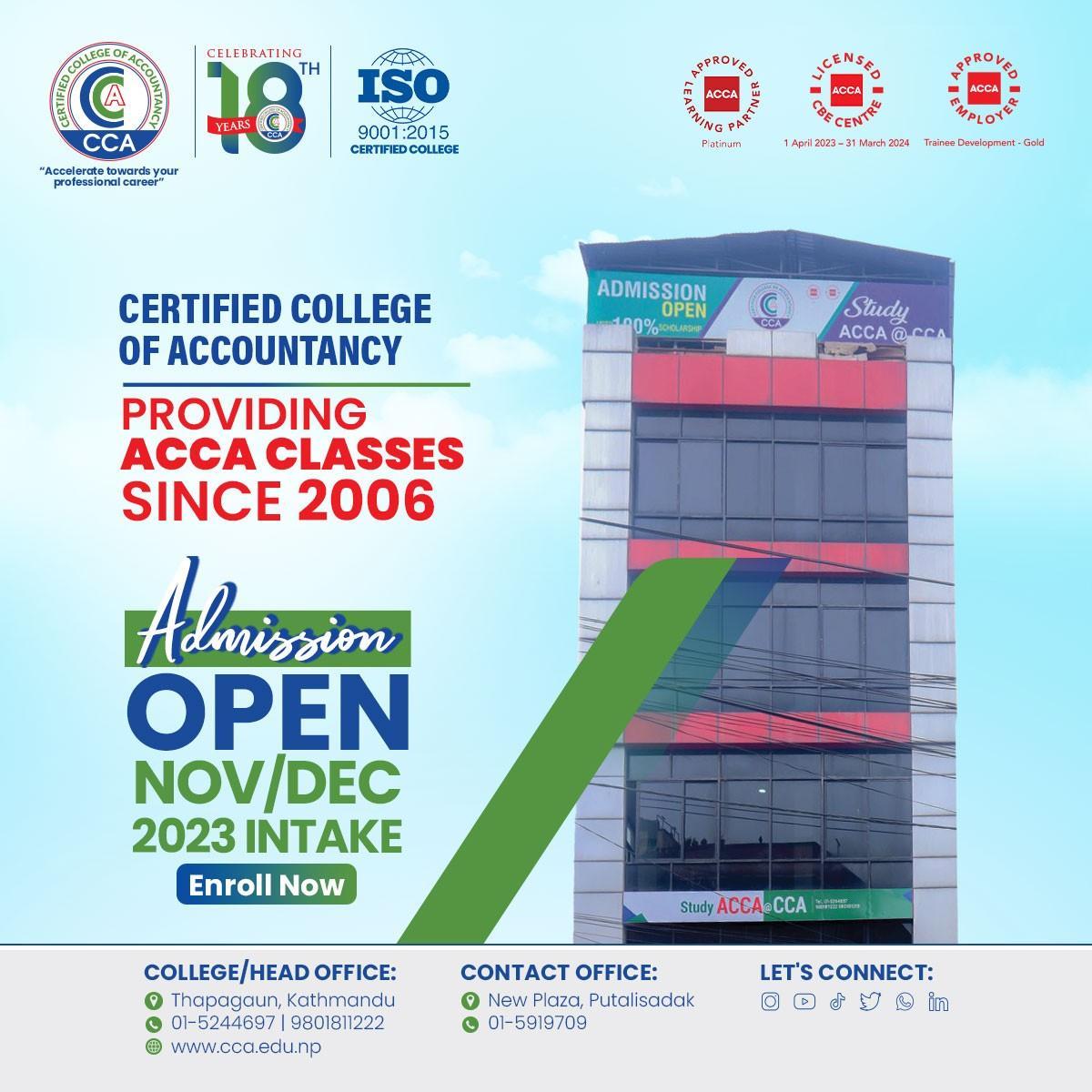 Admissions Open for ACCA for November Intake at Certified College of ...
