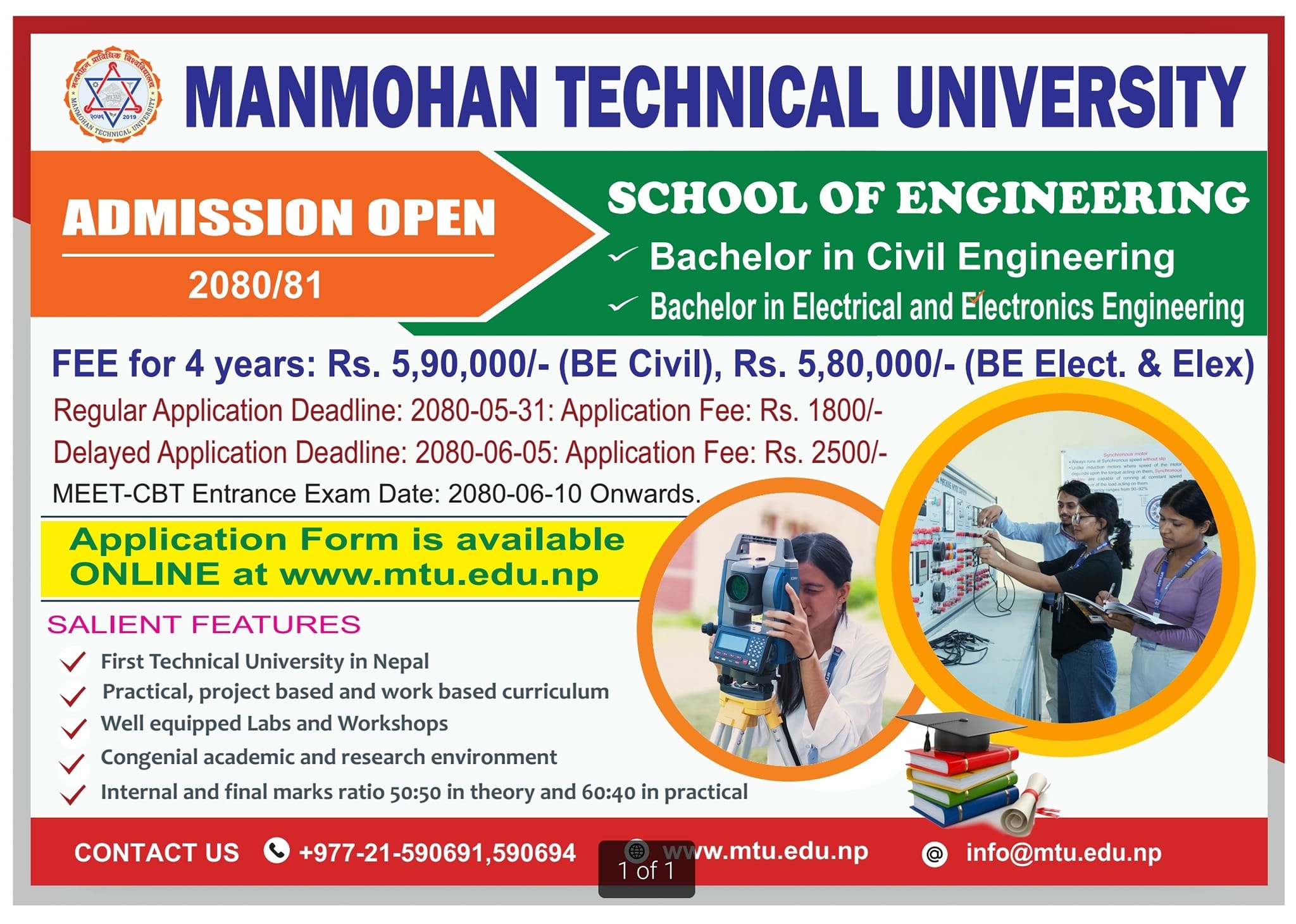 Admissions for Engineering Programs at Manmohan Technical University ...