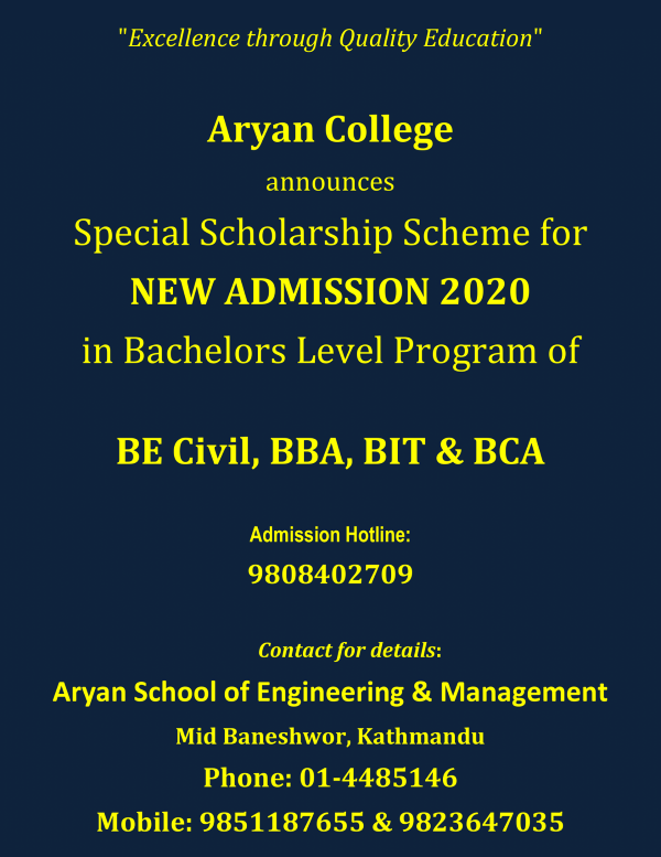 Admission Open for Bachelor Level Programs at Aryan School of ...